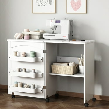 Sew Ready Mobile Fabric Cutting Table with Storage 30" H in Charcoal ...