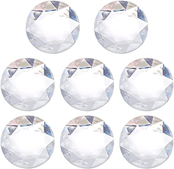 10Pcs 51mm Flat Back Round Acrylic Rhinestone Stick On Plastic Gems ...
