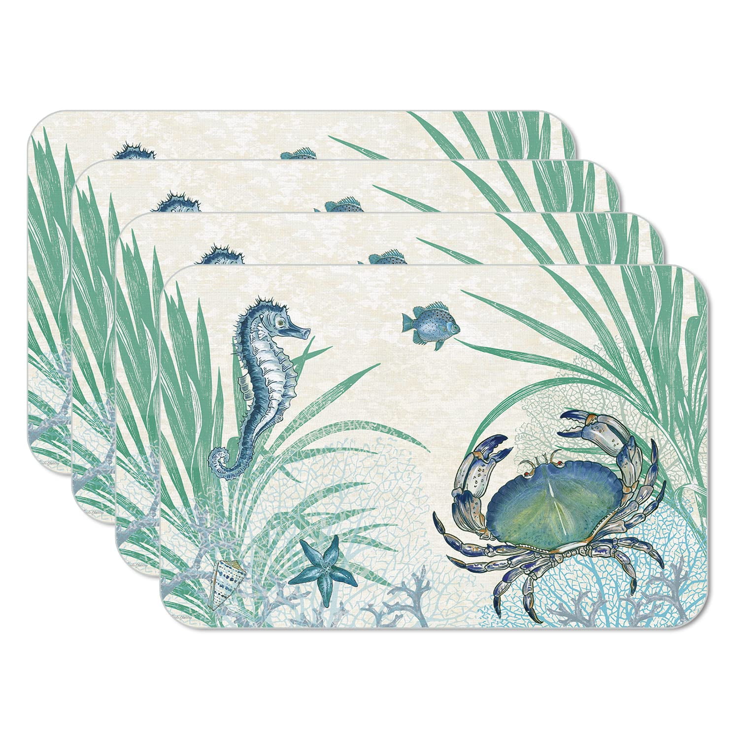 CounterArt "Oceana" 4 Pack Reversible Flexible Plastic Tabletop ...