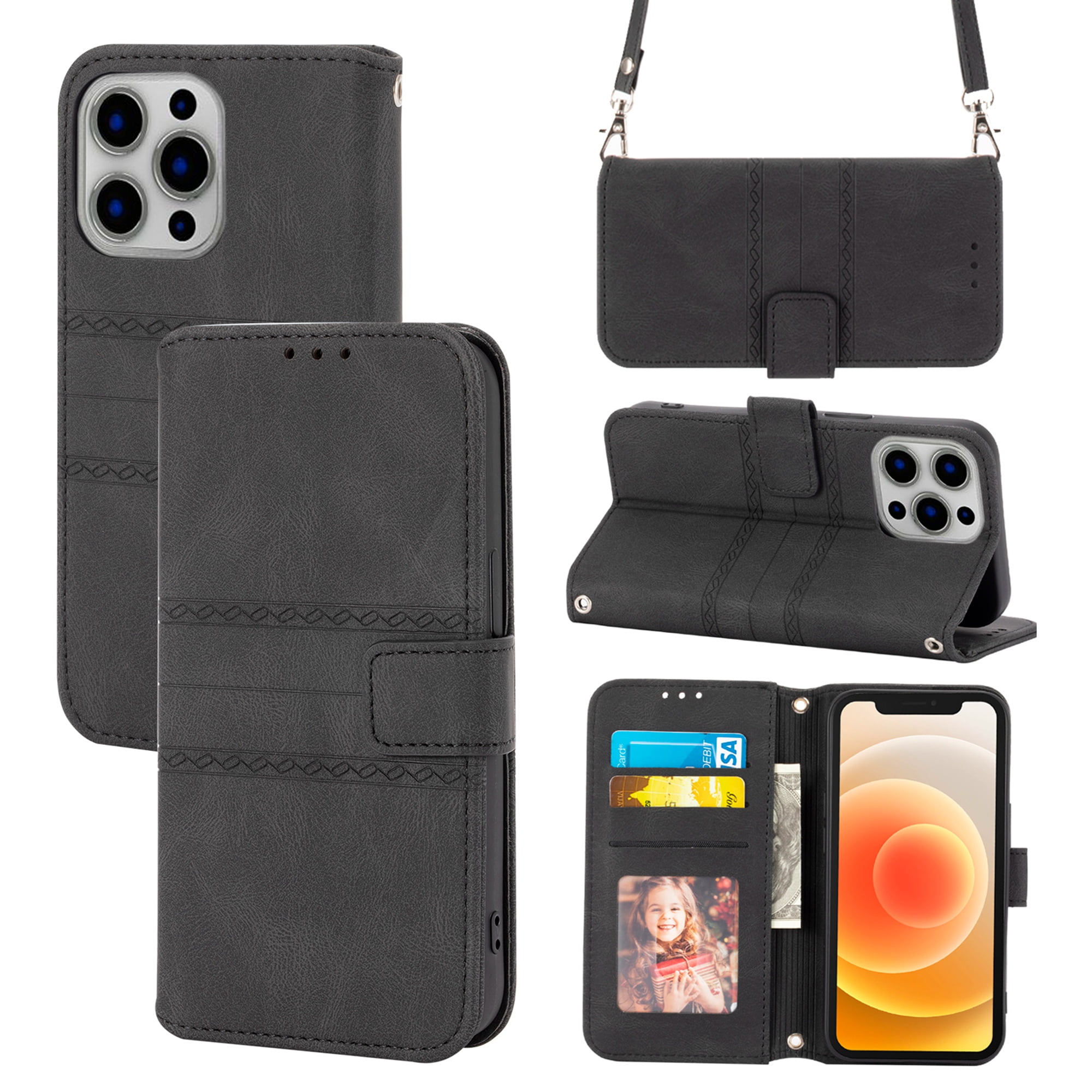 Mantto for iPhone 14 Pro Max Case with Card Holder,Sleek Leather ...