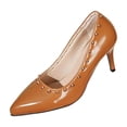 Hurxie Women Heels Pumps Studded Rivet Party Wedding Shoes Brown 9.5 ...
