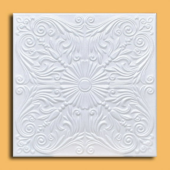 R24 Decorative Styrofoam Adhesive Ceiling Tile, Plain White, 8 Piece ...