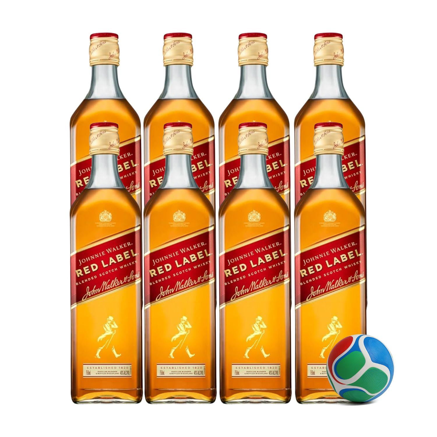 8 Whisky Johnnie Walker Blend Red Label 700 ml + Balón Mini | Walmart ...