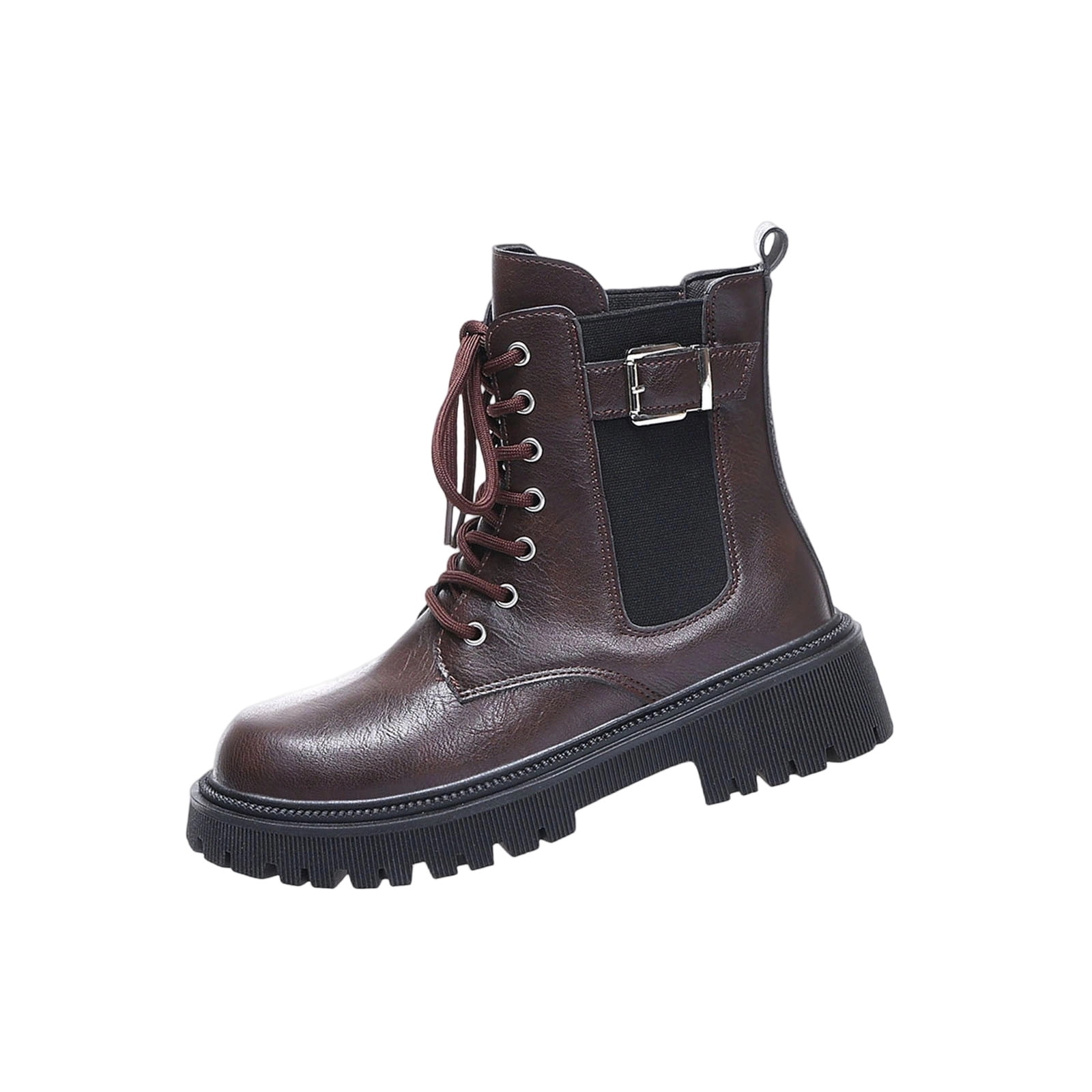 Click here for Wdhugt Womens Ankle Boots Pu Leather Chunky Heel L... prices