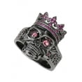 Burgundy Skull Crown Ring With Synthetic Cubic Zirconia Inlay Punk ...