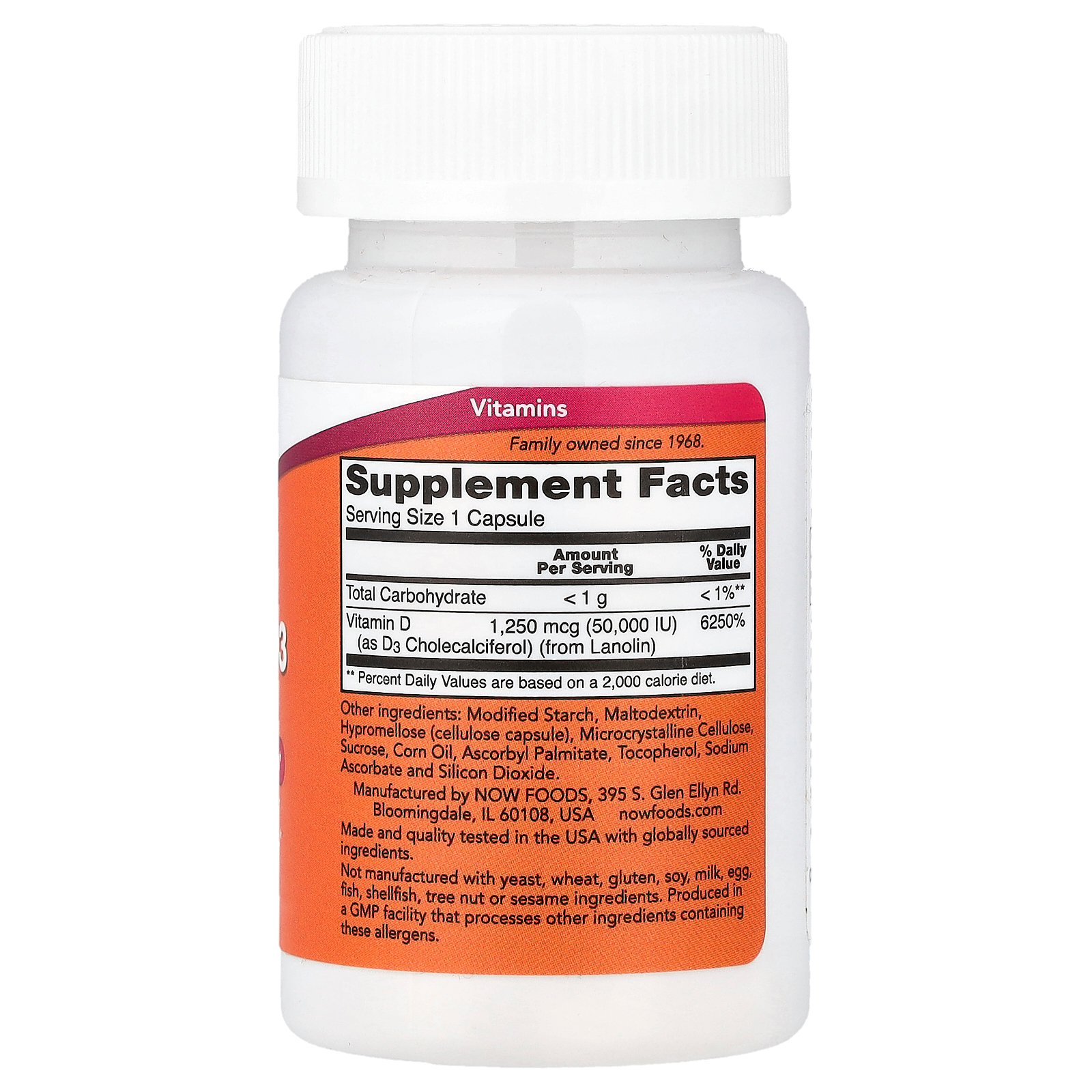 NOW Foods Vitamin D3, Max Potency, 50,000 IU, 15 Capsules - Walmart.com