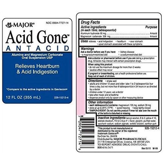 Acid Gone Antacid Liquid Generic for Gaviscon Regular Strength Liquid ...