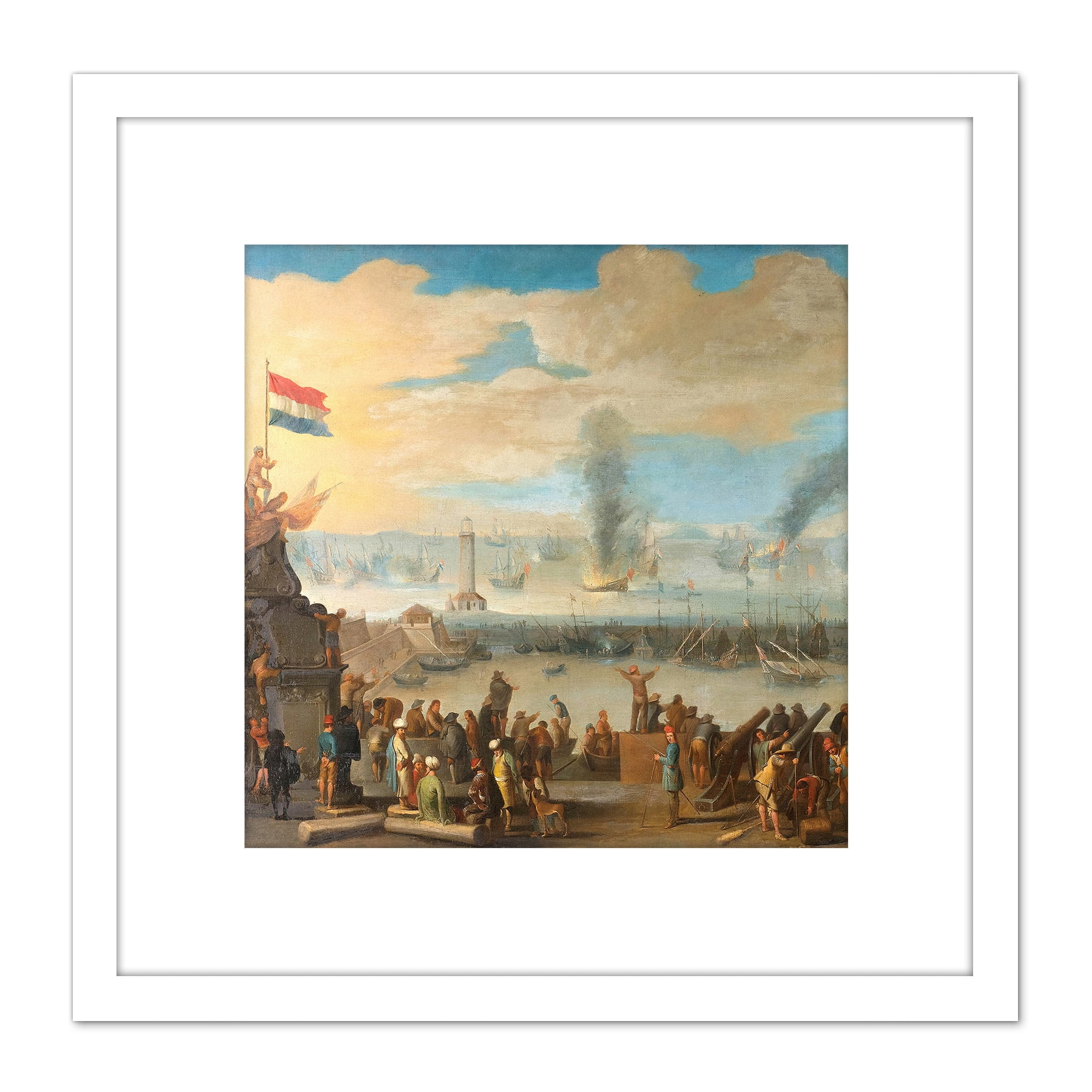 Battle Near Livorno Anglo Dutch War Painting 8X8 Inch Square Wooden ...