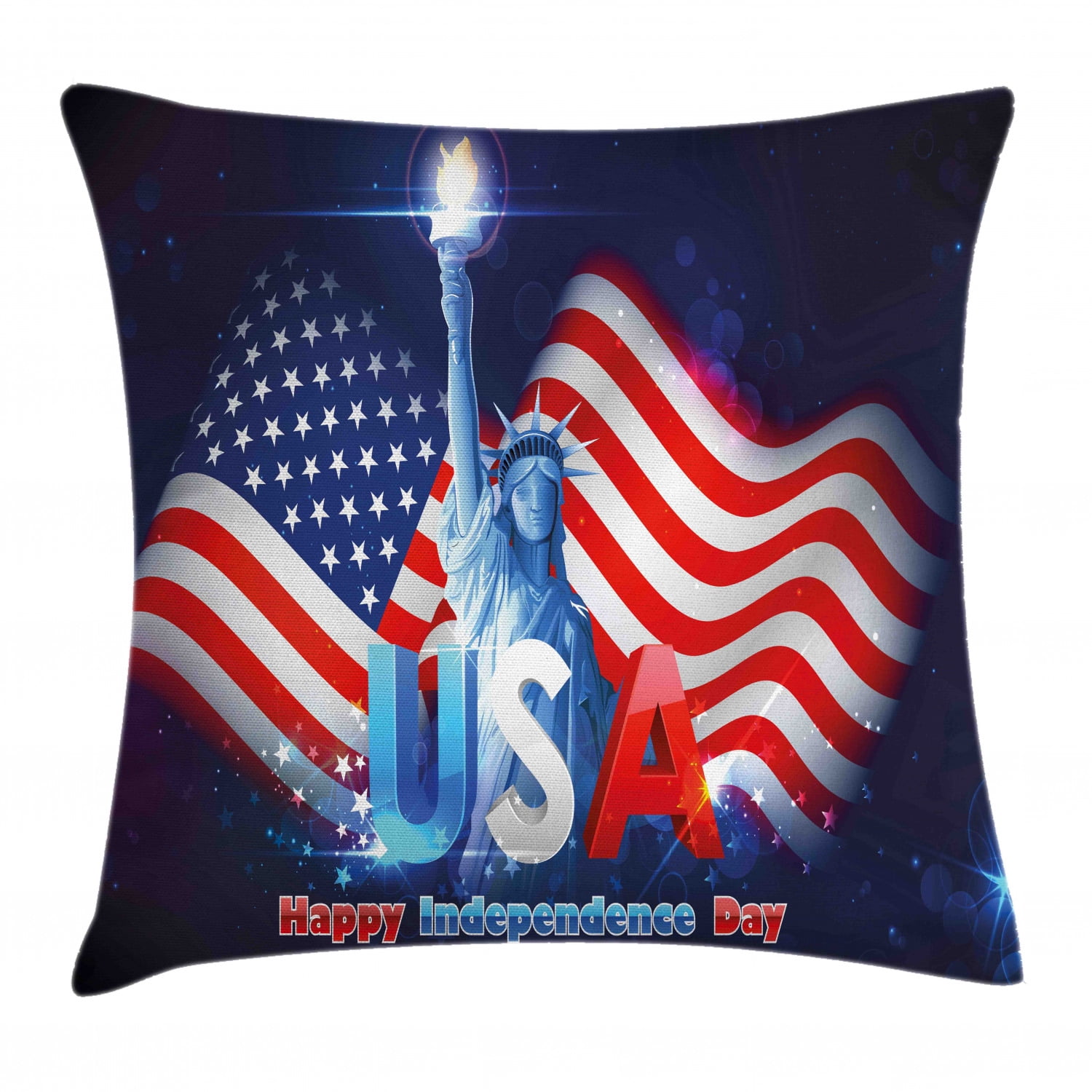 4th of July Decor Throw Pillow Cushion Cover, Hipster Dog with Sun ...