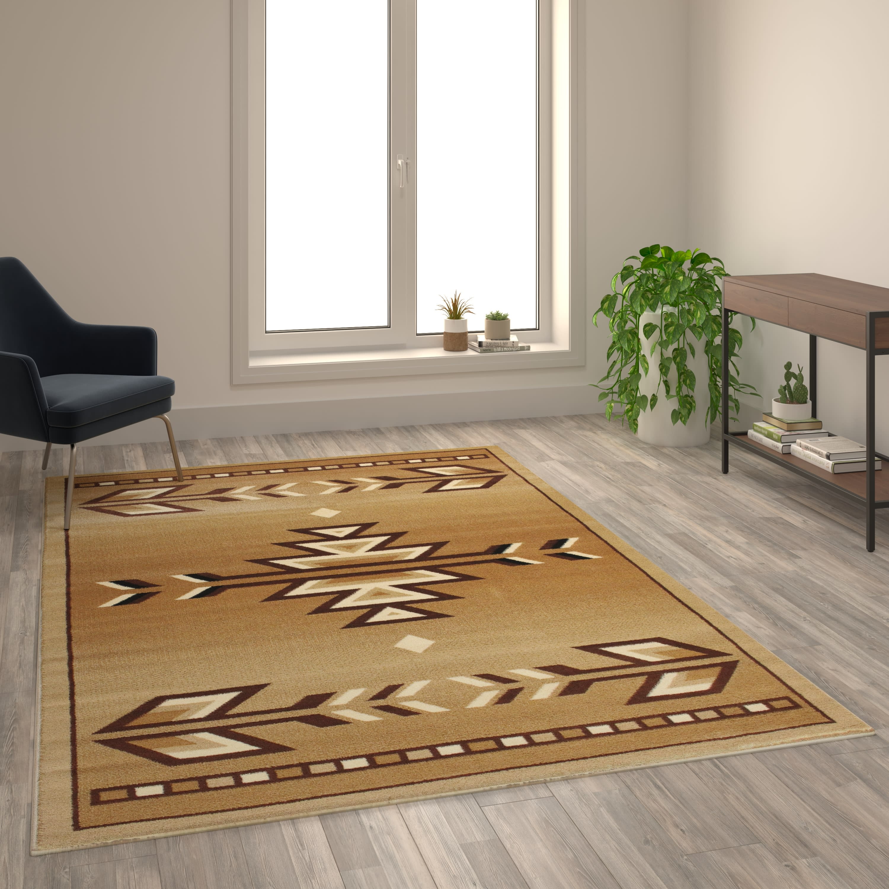 Flash Furniture Lodi Rectangular Southwestern Brown, Black Area Rug, 6 ...