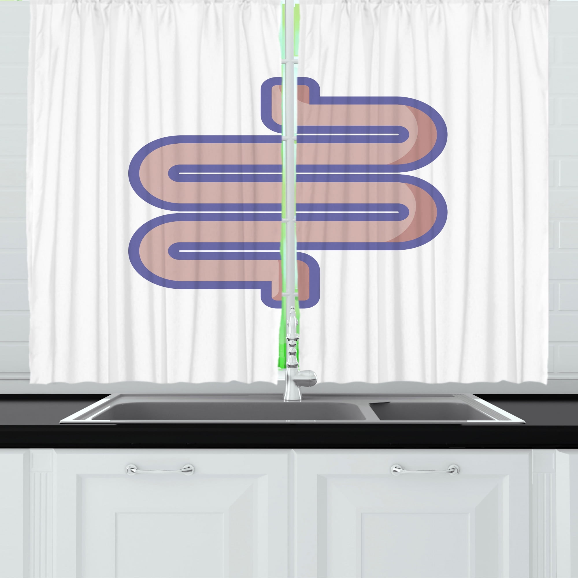 Anatomy Kitchen Curtains, Modern Intestine Internal Organ Linear ...