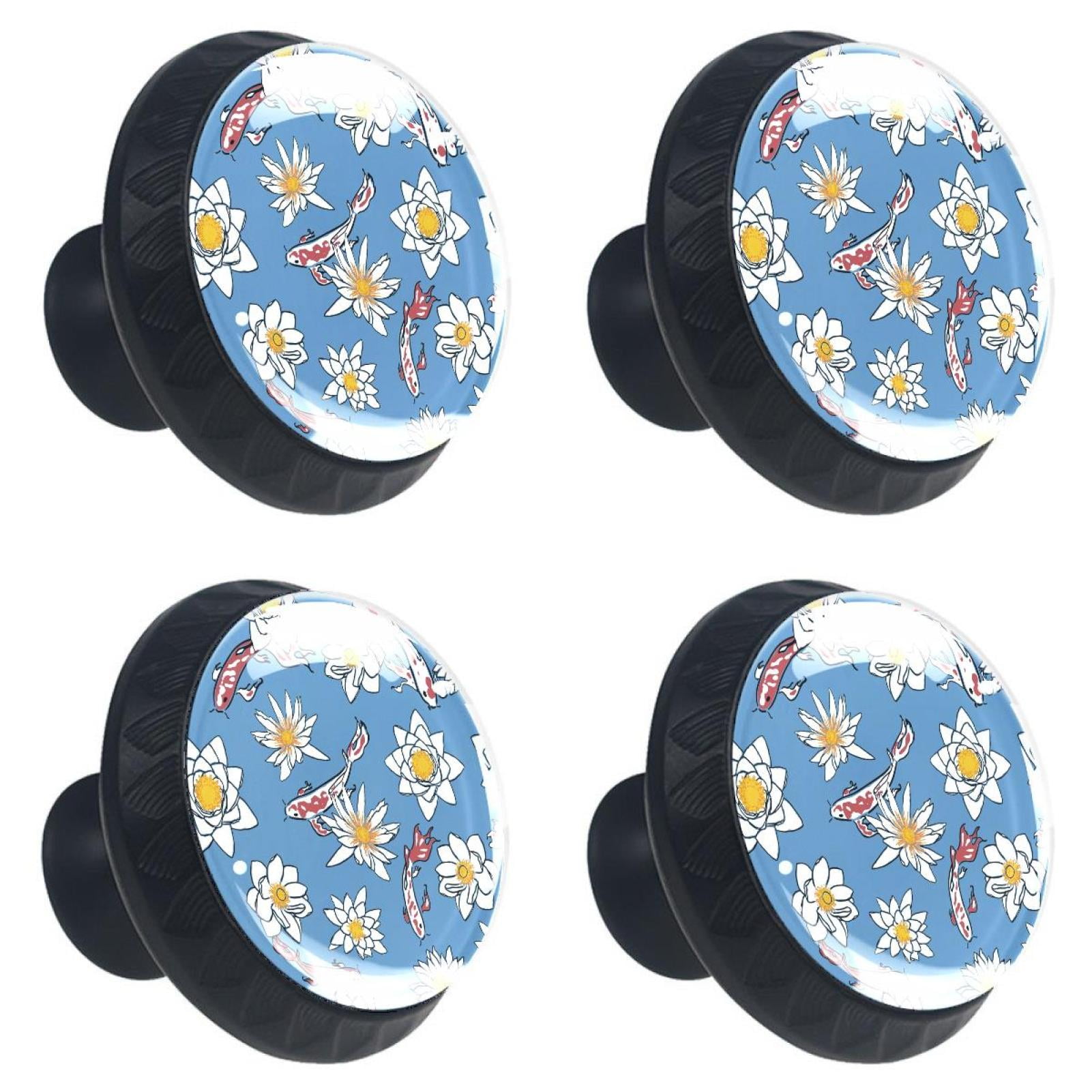 4 Pcs Lotus Flower Fishes Knobs for Kitchen Cabinet Cupboard Dresser ...