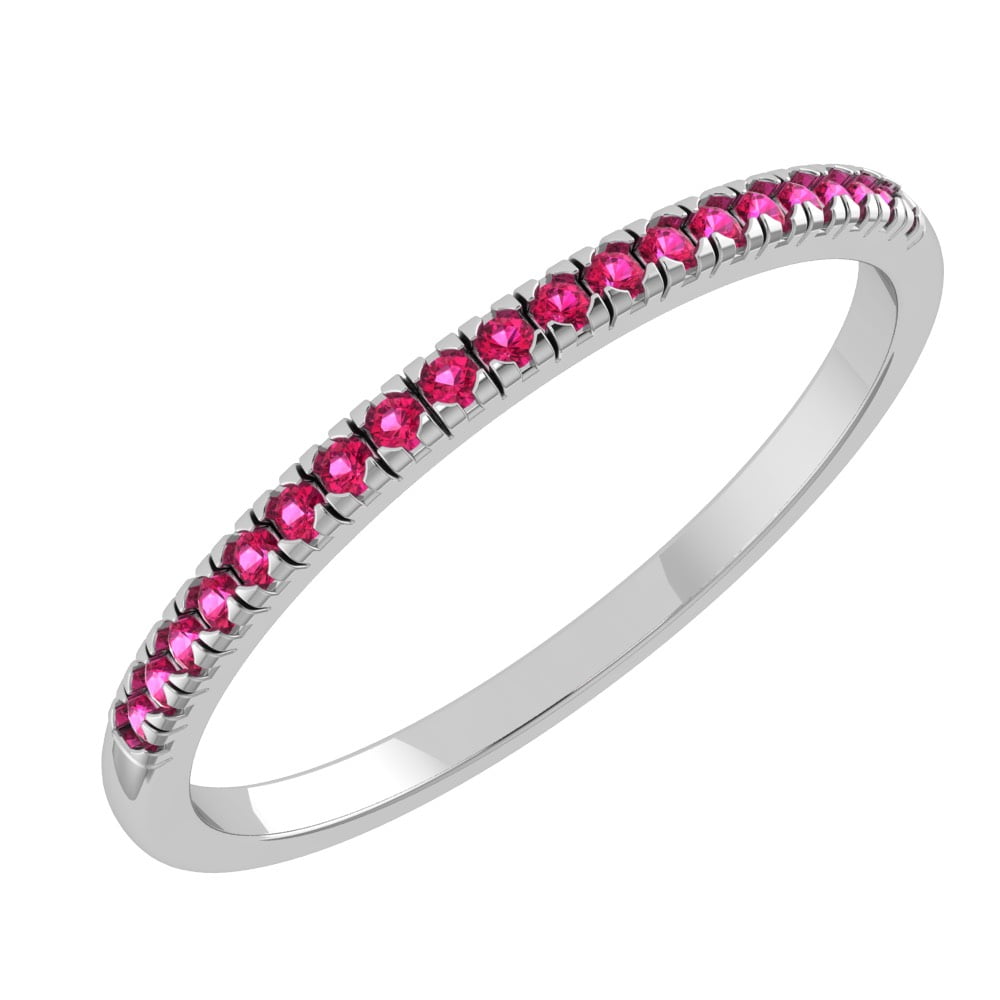 Belinda Jewelz Solid Sterling Silver Delicate Band Ring with 19 Pink ...