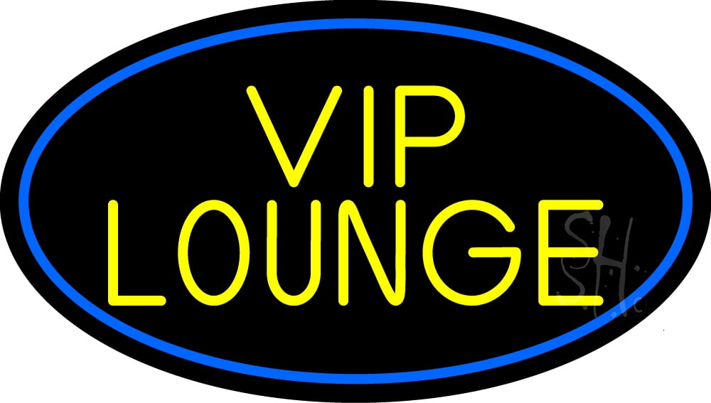 Yellow Vip Lounge Oval With Blue Border LED Neon Sign 20 x 37 - inches ...