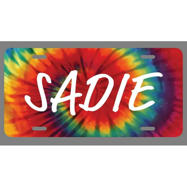 Sadie Name Tie Dye Style License Plate Tag Vanity Novelty Metal | UV ...