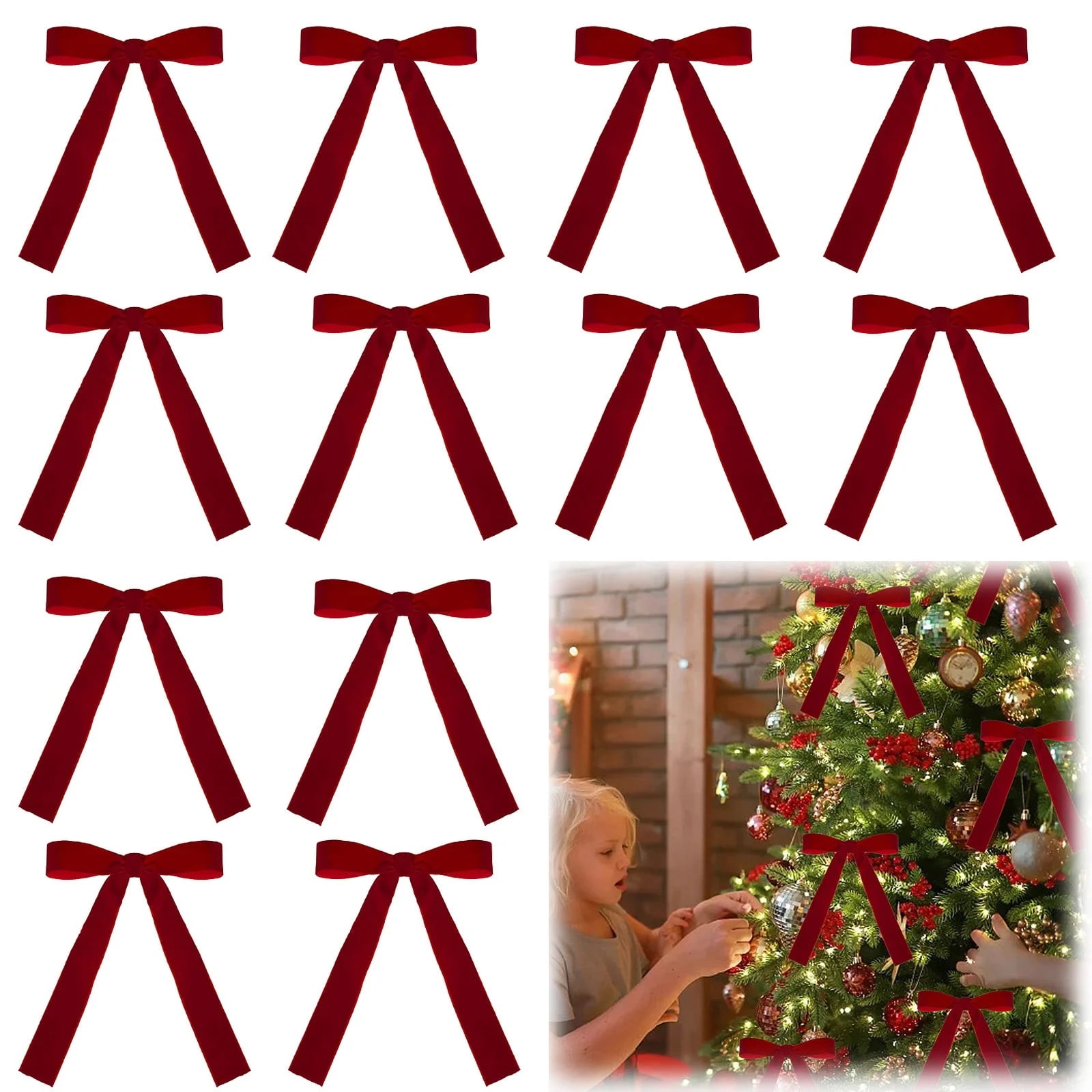 Click here for Neszzmir 12 Pcs Velvet Christmas Bows For Tree  Bu... prices