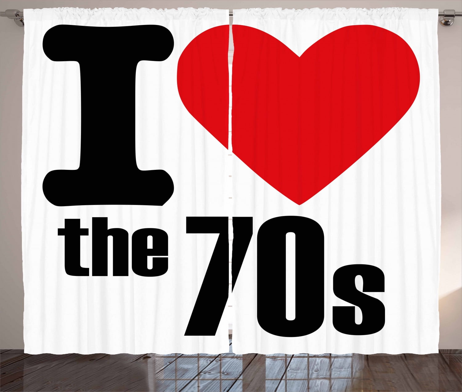 70s Party Curtains 2 Panels Set, I Love The 70s Pictogram Party Card ...