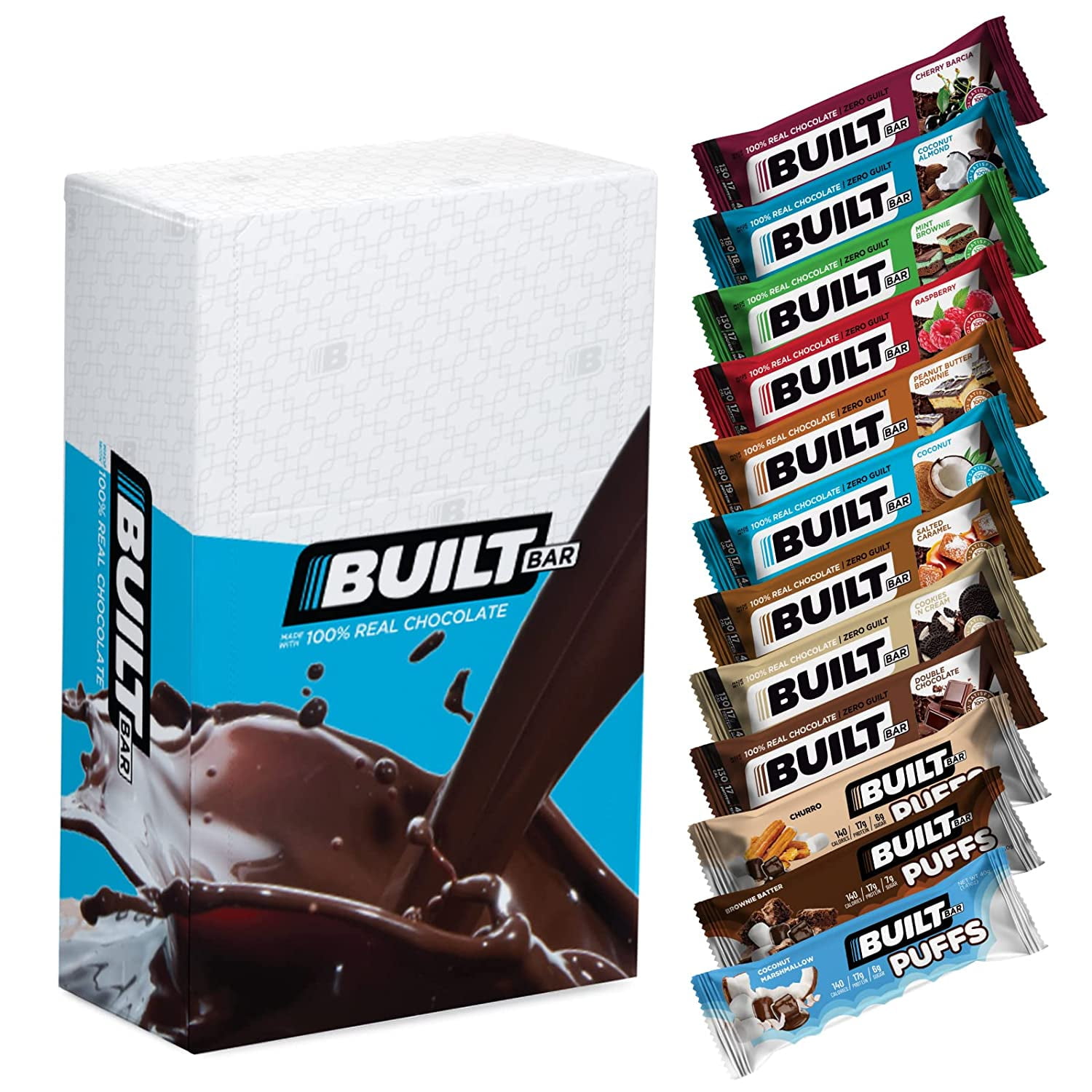 BUILT Bar Protein Bar, Gluten Free, Low Sugar, Variety Pack, 12 Bar Box ...
