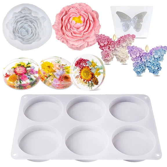 6-Cavity Deep Round Coaster Resin Silicone Molds with Tweezers for ...