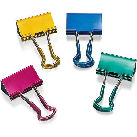 Officemate Easy Grip Medium Binder Clips, Assorted Metallic Colors, 6 ...