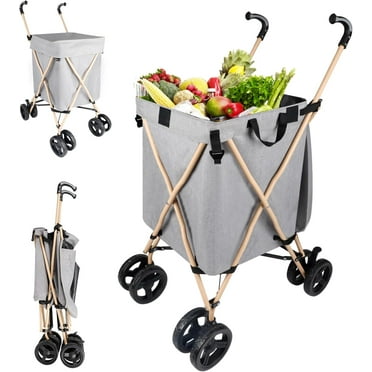 HomGarden Foldable Shopping Cart with Extra Basket & Durable Wheels ...
