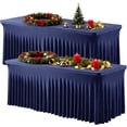 6 Pack Navy Blue Spandex Fitted Tablecloth 8 Foot - Stretch Table ...