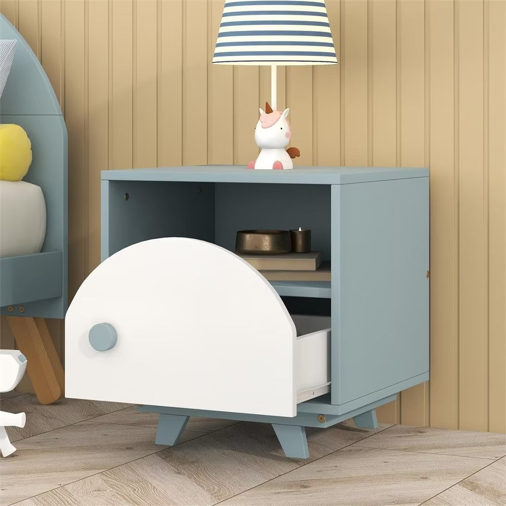 Wood Nightstand, End Table with a Drawer and an Open Storage, Bedside ...