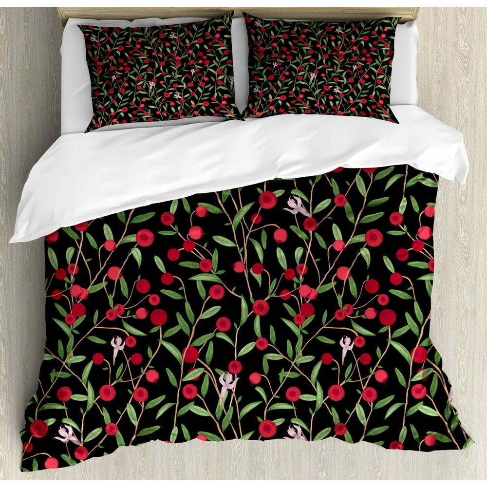 Cranberry Duvet Cover Set King Size Berry Plant Harvest Field With