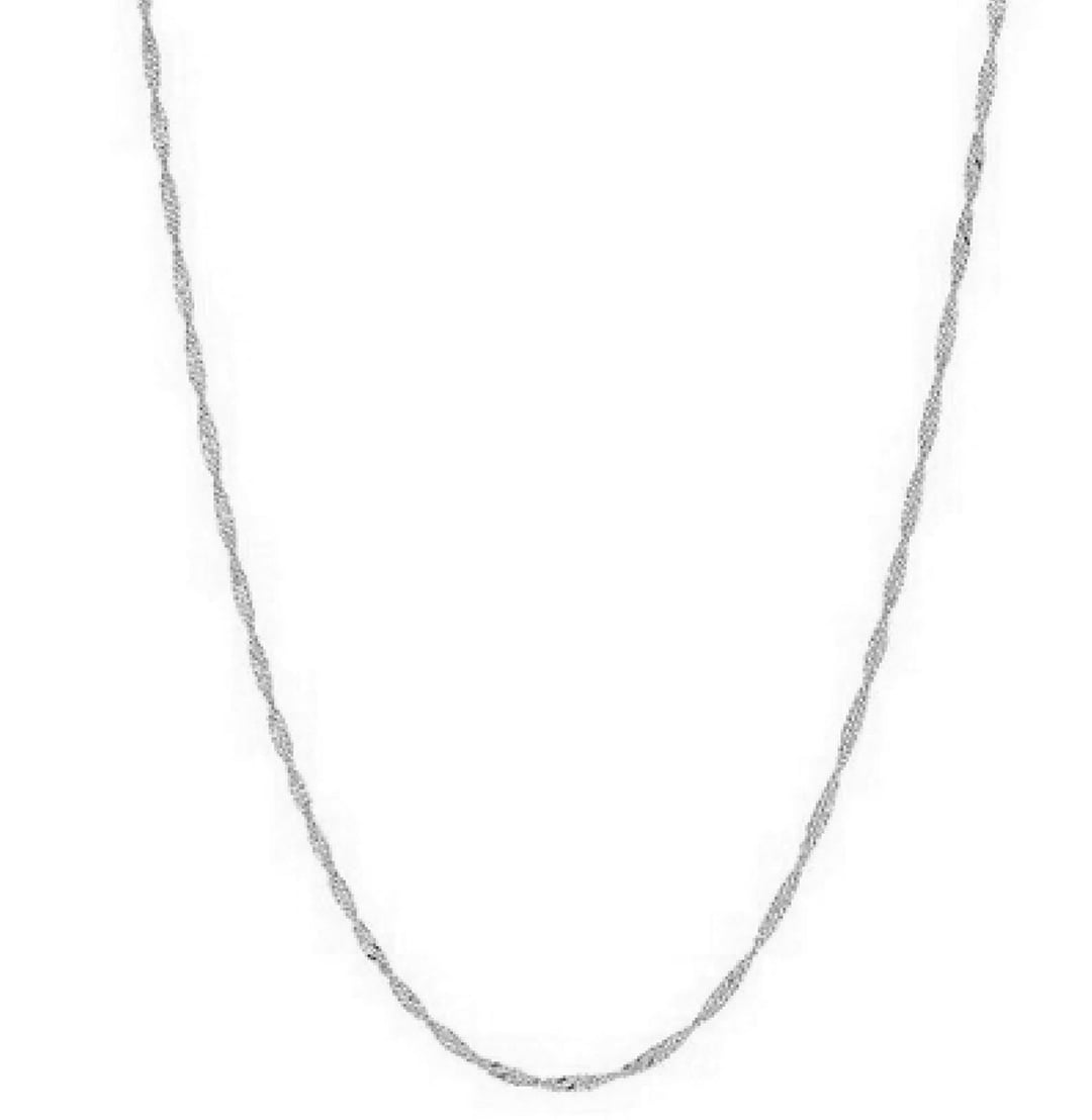 14k White Gold Sparkle Singapore Chain Necklace 0.85 mm 16 Inches ...