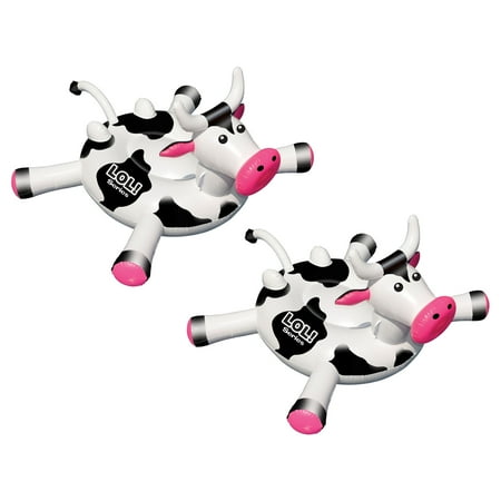 Swimline Giant Inflatable Cow Swimming Pool Floating Water Raft, (2 ...