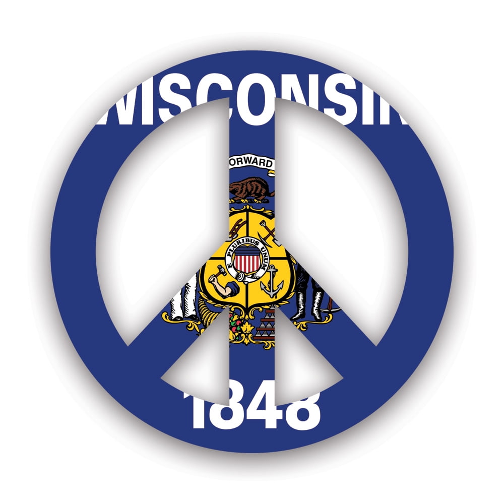 Wisconsin Flag Peace Symbol Sticker Decal - Self Adhesive Vinyl ...