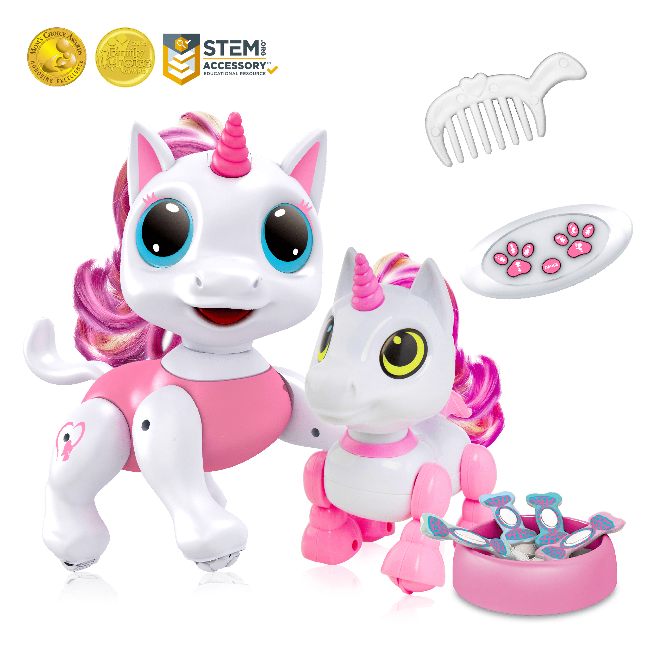 Power Your Fun 2pk Remote Controlled Electronic Robot Pet Unicorn (Pink ...