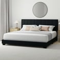 Reece Channel Stitched Upholstered King Bed, Black, by Hillsdale Living ...