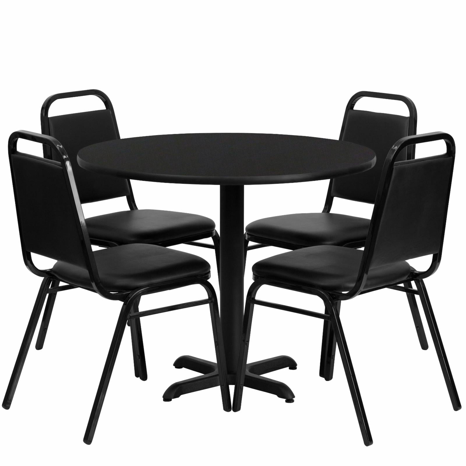 Flash Furniture 36'' Round Black Laminate Table Set with X-Base and 4 ...