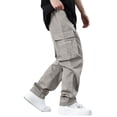 AGKIZG Solid Color Men's Cargo Pants Button Zipper Closure Multi Pocket ...