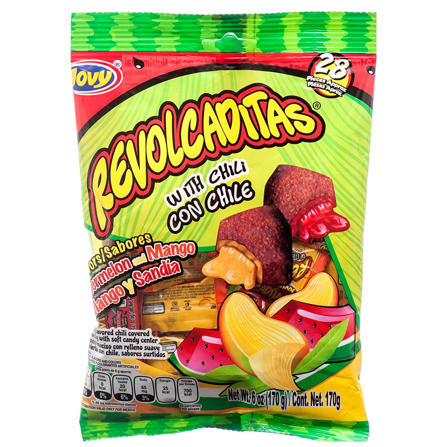 Jovy Revolcaditas Sandia y Mango Flavor Mexican Candy (1 x 6 oz. Bag ...
