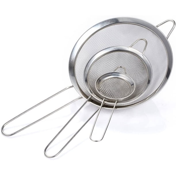 sieve fine-meshed kitchen sieve flour sieve set 7/12/18 cm, made of ...
