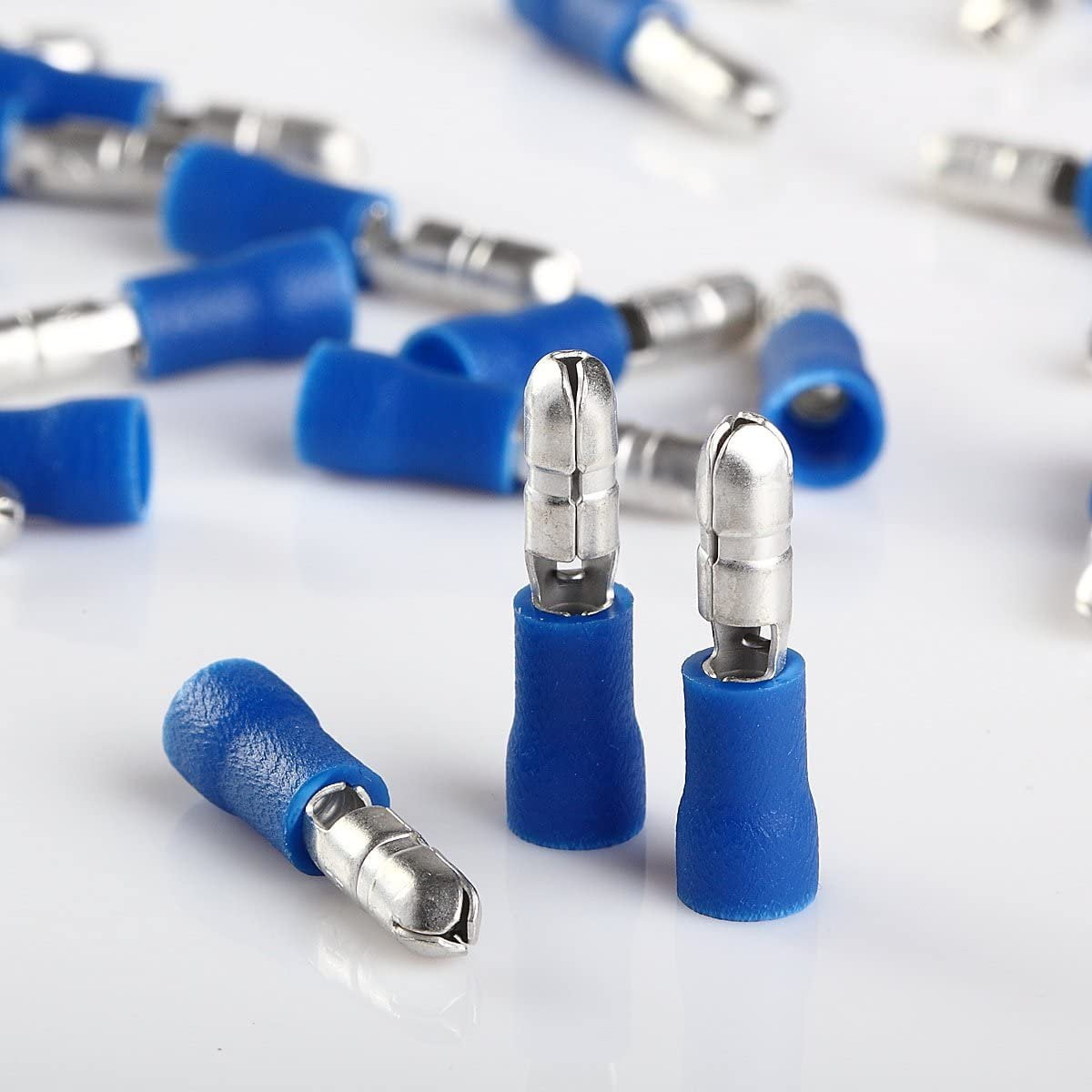 100pcs Male Blue Insulated Bullet Connector Terminals 16-14AWG Wire ...