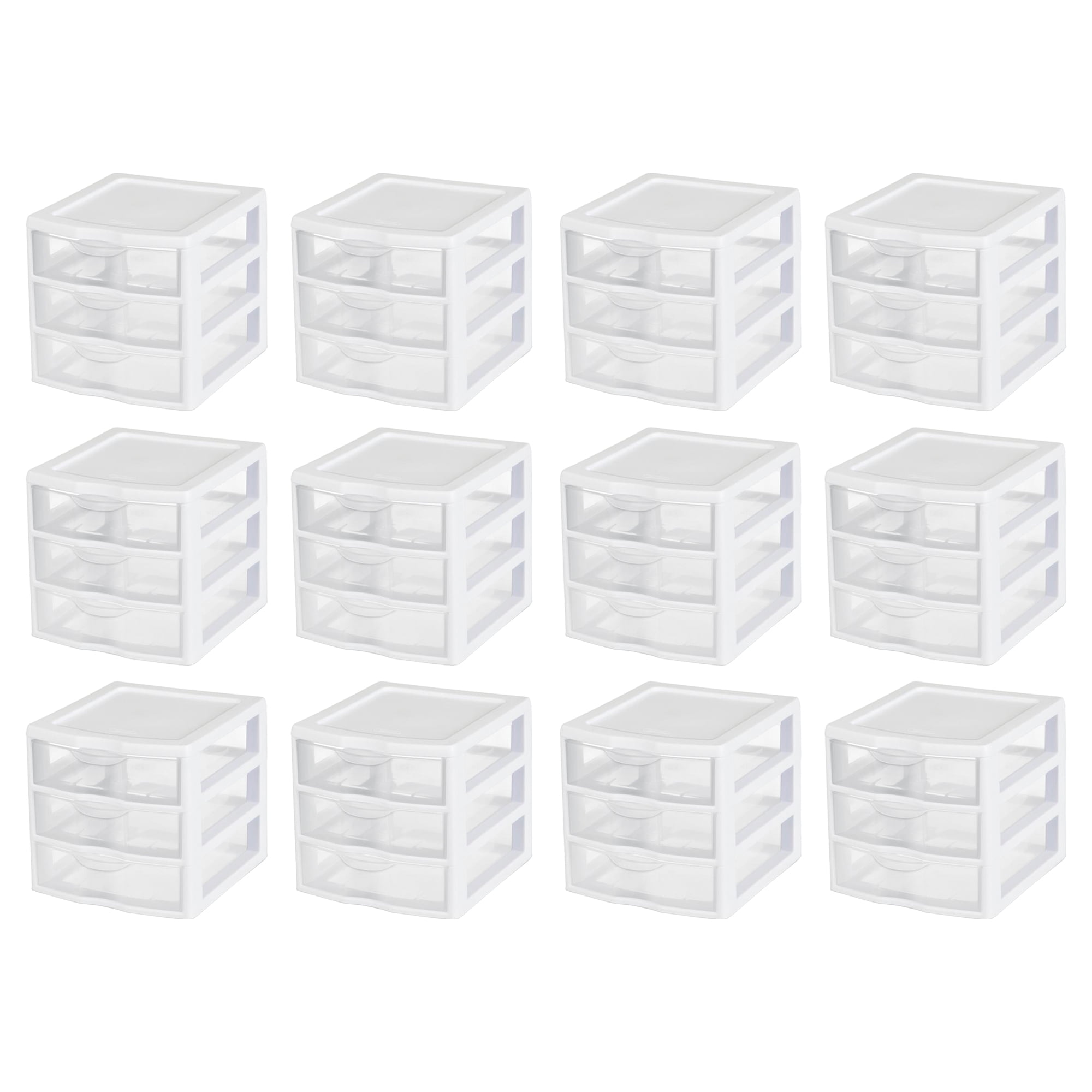 Sterilite ClearView Plastic Small 3 Drawer Desktop Storage Unit, 12 ...