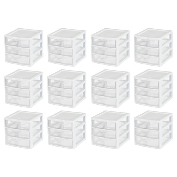 Sterilite ClearView Plastic Small 3 Drawer Desktop Storage Unit, 12 ...