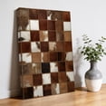 Abstract Plaid Canvas Wall Art for Living Room, Dark Brown Checkerboard ...