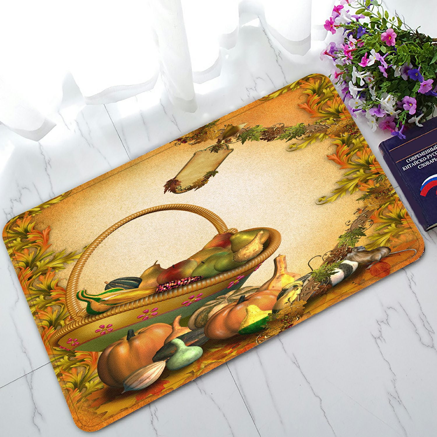 PHFZK Harvest Festival Doormat, Autumn Leaves Happy Thanksgiving Day ...
