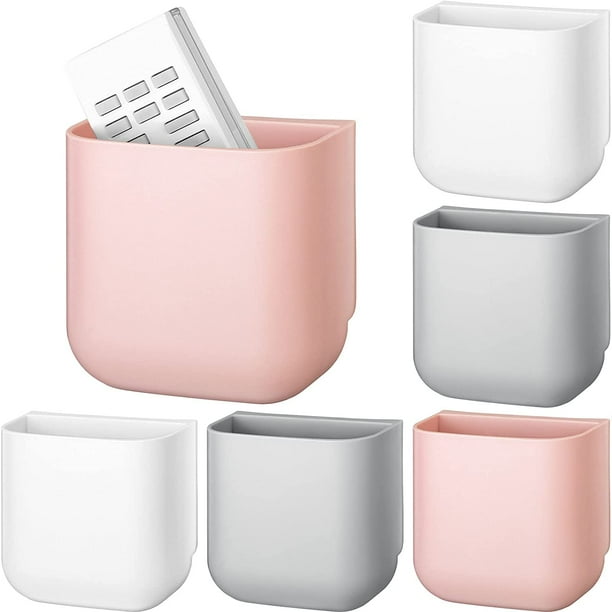 6 Pieces Wall Mounted Remote Control Holder Self Adhesive Storage Box ...