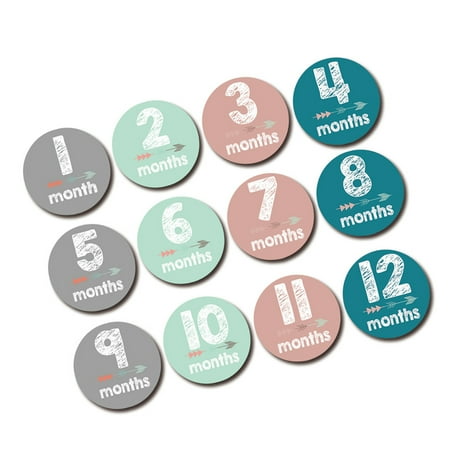 12 Pieces Baby Month Stickers Week Number Photo Pasters Babies Monthly ...