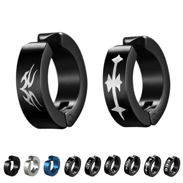 yingyy Uni Stainless Steel Round Non Piercing Earring Titanium Titanium ...