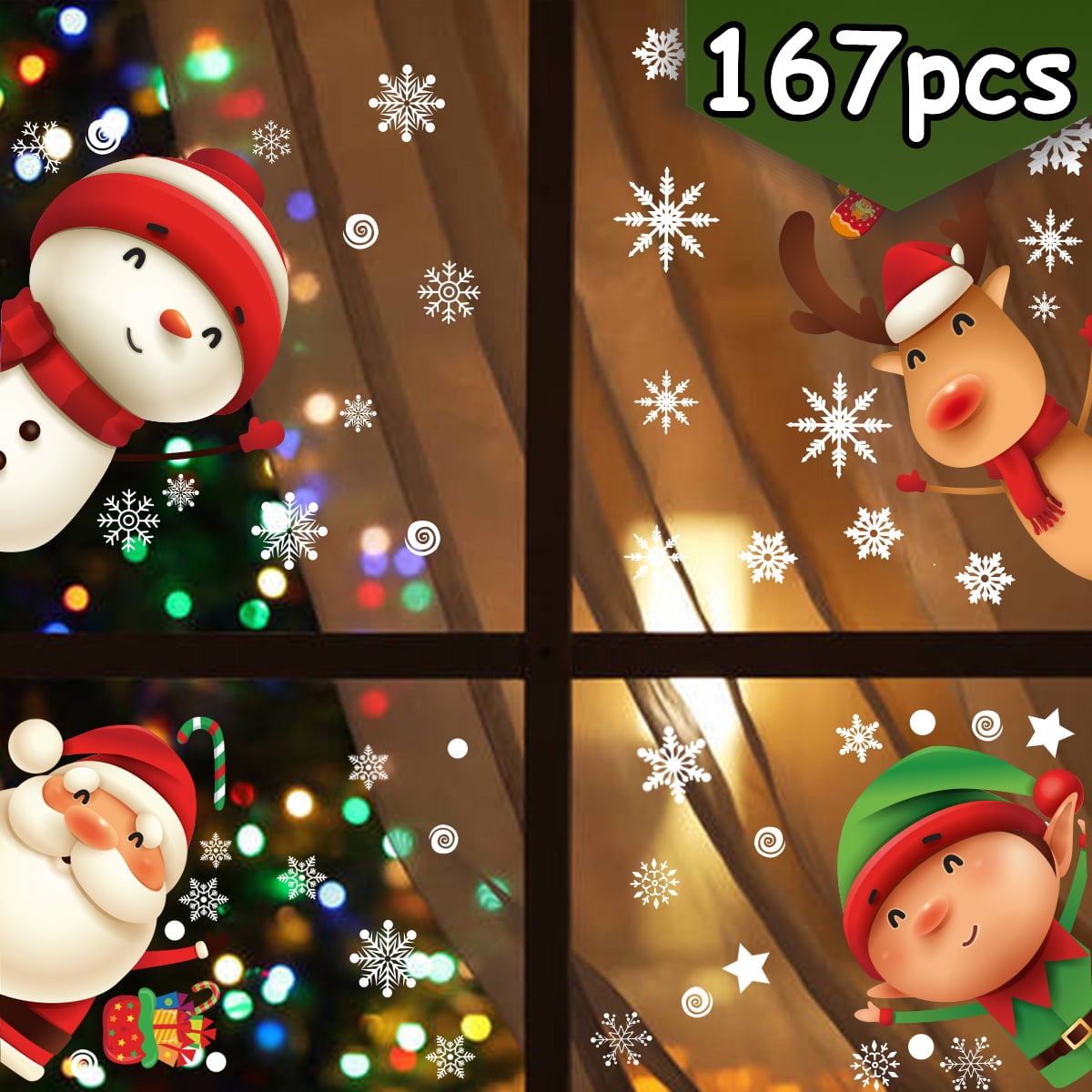 Christmas Window Decorations Clings Stickers for Glass Decorations ...