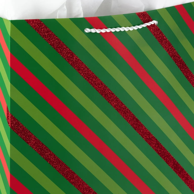 Green Striped Christmas Wrapping Paper