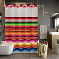 Abstract No Hook Shower Curtain with Snap in Liner, Colorful Mexican ...