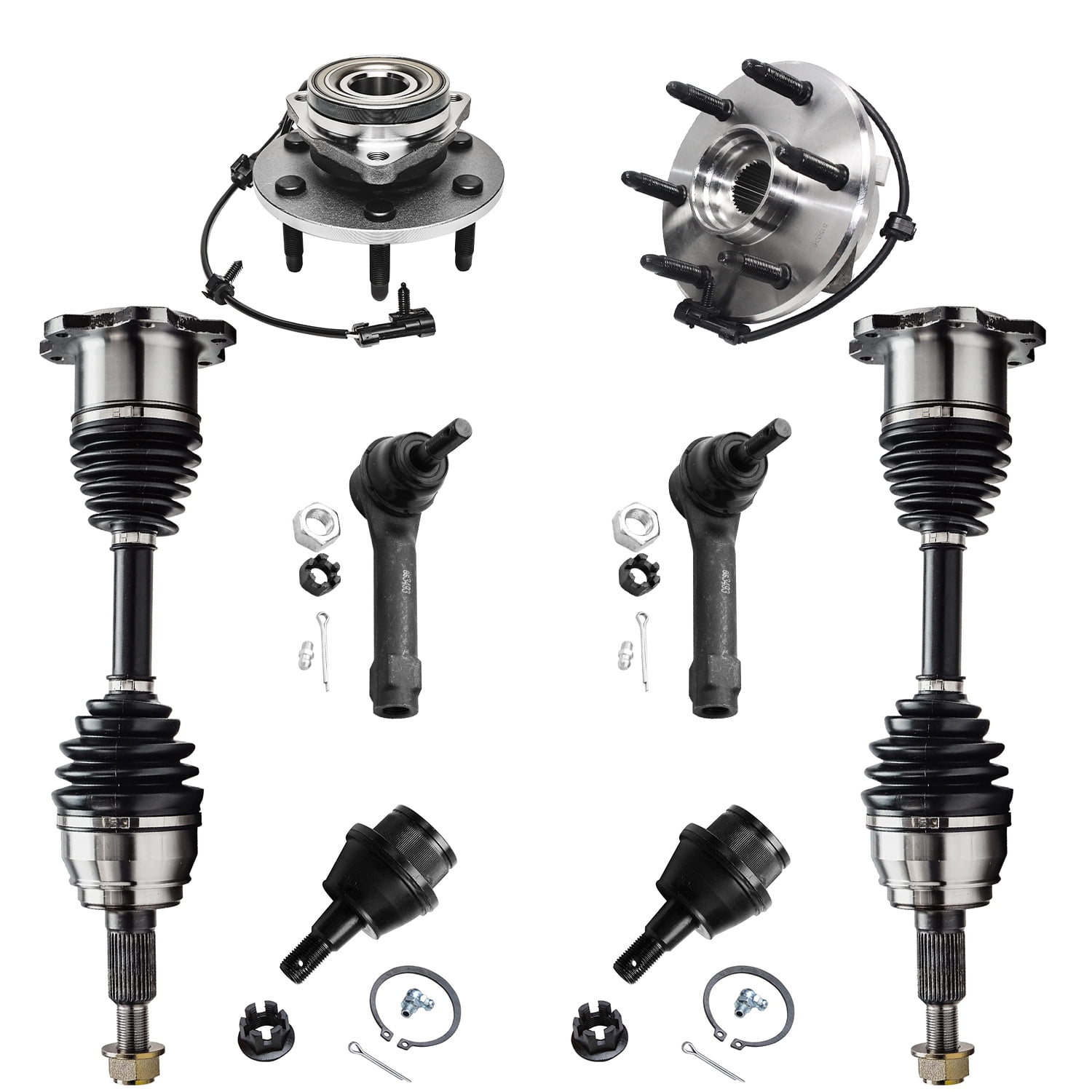 Detroit Axle - 8pc 4WD Front CV Axles Wheel Hubs Suspension Kit ...