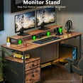Satifur Office Desk with Drawers and Charging Station, Gaming Desk with ...